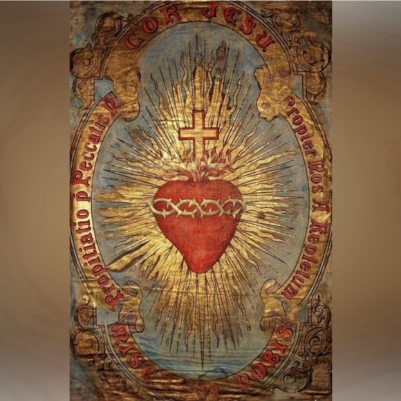 Jewelry | Sacred Heart Cross Exploding Sunburst Red Fiery Ornate ...
